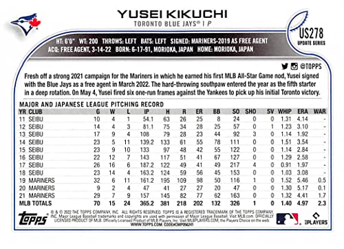 2022 Topps Update #US278 Yusei Kikuchi