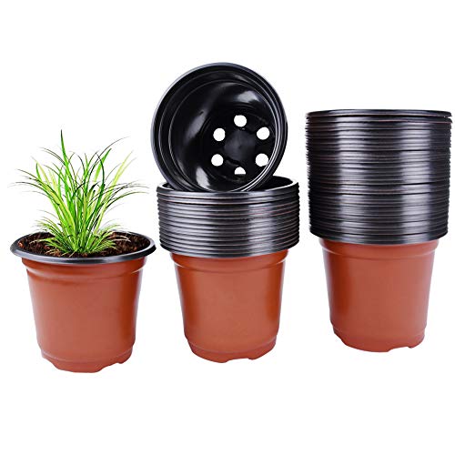 Plastic Nursery Plant Pot 100 Pack Flower Seedling Starter Pots for Little Garden Pots to Repot Succulents and Small Plants (100Pack)