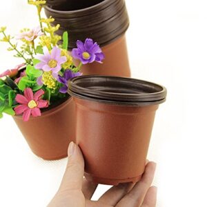 Plastic Nursery Plant Pot 100 Pack Flower Seedling Starter Pots for Little Garden Pots to Repot Succulents and Small Plants (100Pack)