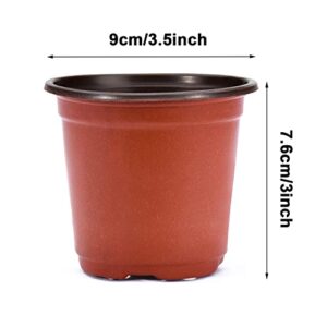 Plastic Nursery Plant Pot 100 Pack Flower Seedling Starter Pots for Little Garden Pots to Repot Succulents and Small Plants (100Pack)