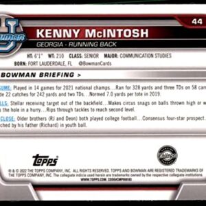 Kenny McIntosh RC 2022 Bowman Chrome University #44 ROOKIE NM+-MT+ NFL NCAA Football 1st Bowman