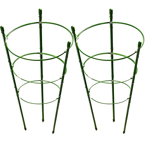 LEOBRO 2 Pack Plant Support Tomato Cage, Rust Resistant Tomato Cages for Garden, Small Cucumber Trellis Plant Support Plant Cages Plant Stake for Tomato, Climbing Plant, Flower, Seedlings, 17.7" H