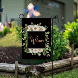 Spring Garden Flag Welcome Daisy Flowers Vertical Double Sided Seasonal Farmhouse Yard Outdoor Decor 12.5x18 Inch