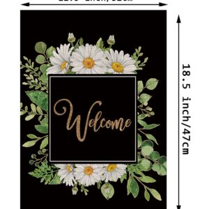 Spring Garden Flag Welcome Daisy Flowers Vertical Double Sided Seasonal Farmhouse Yard Outdoor Decor 12.5x18 Inch