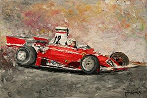 niki lauda 312t – ferrari formula 1 grand prix vintage historic racing motorsport painting by internationally renowned artist andre dluhos