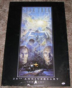 star trek 25 anniversary 24×36 poster signed autographed psa dna shatner p34979