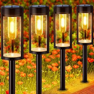 urpower solar pathway lights, 6 pack solar outdoor lights ip65 waterproof decorative solar garden lights, auto on/off solar powered landscape path lighting for driveway walkway yard lawn patio decor