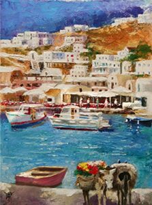 (sold) summer in greece – greek islands in the mediterranean by internationally renown painter yary dluhos.