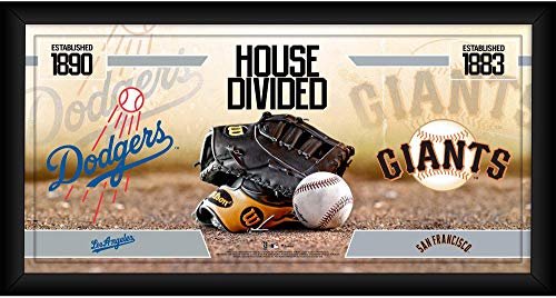 Los Angels Dodgers vs. San Francisco Giants Framed 10" x 20" House Divided Baseball Collage - MLB Team Plaques and Collages