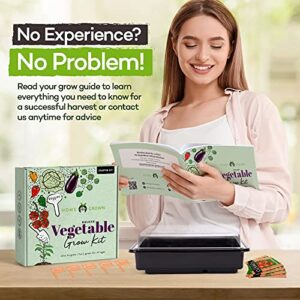 Vegetable Garden Starter Kit – 250+ Vegetable Seeds with Germination Seed Starter Tray, Soil, Markers, & Grow Guide - Vegetable Indoor Garden Kit - Indoor Seedling Seed Starter Kits