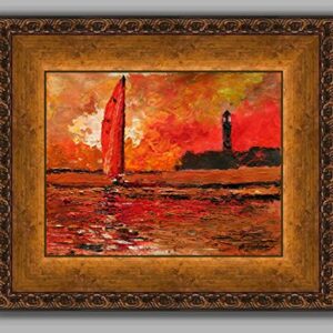 SOLD Crimson Sundown, Seascape Sunset Painting By Internationally Renown Painter Andre Dluhos