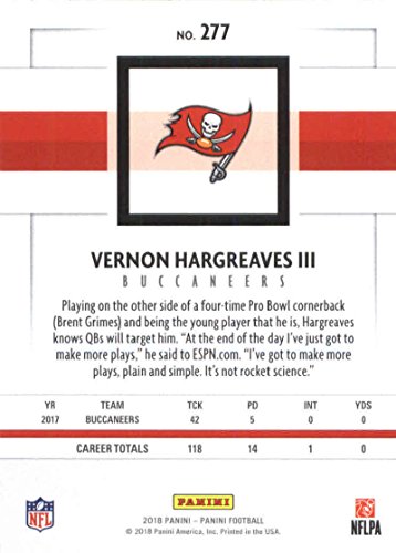 2018 Panini NFL Football #277 Vernon Hargreaves III Tampa Bay Buccaneers Official Trading Card