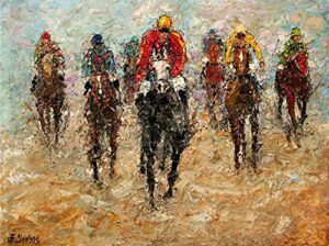 (sold) run for the finish – thoroughbred horse race by internationally renown painter andre dluhos