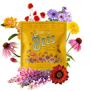 package of 80,000 wildflower seeds – save the bees wild flower seeds collection – 19 varieties of pure non-gmo flower seeds for planting including milkweed, poppy, and lupine