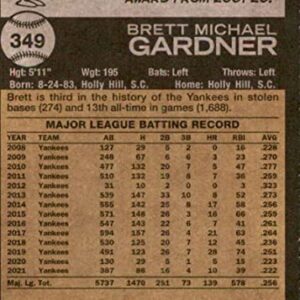 2022 Topps Heritage #349 Brett Gardner New York Yankees Official MLB Baseball Card in Raw (NM or Better) Condition