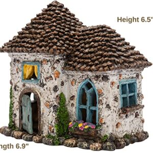 PRETMANNS Fairy Garden House Kit - Fairy Garden Accessories Outdoor - Fairy House & Fairies for Fairy Garden – Fairy Houses for Gardens Outdoor - Fairy House is 6” High 4 Piece Kit for Adults