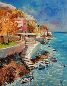 sold mediterranean seaside, greek islands in the mediterranean by internationally renown artist yary dluhos.