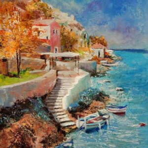 SOLD Mediterranean Seaside, Greek Islands In The Mediterranean By Internationally Renown Artist Yary Dluhos.