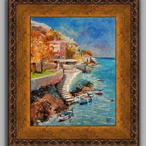 SOLD Mediterranean Seaside, Greek Islands In The Mediterranean By Internationally Renown Artist Yary Dluhos.