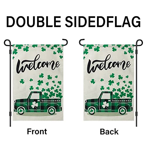 St Patricks Day Garden Flag, St Patricks Day Flag Double Sided Lucky Clover Garden Flag Shamrock St Patricks Day Yard Flag, Holiday Yard Outdoor Flag 12×18 Inch