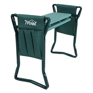 7penn garden stool – 2 in 1 garden kneeler and garden work seat green foldable stool with pouches and cushioned seat