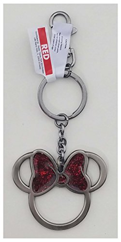 Disney Parks Keychain - Minnie Mouse Icon with Glitter Bow