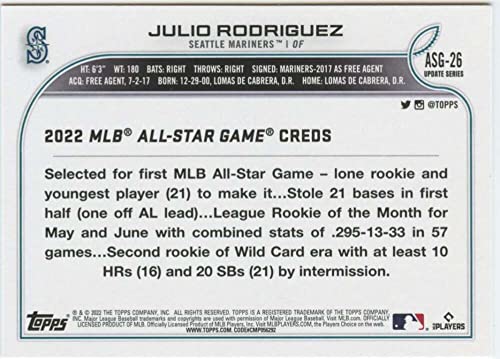 2022 Topps Update 2022 MLB All-Star Game #ASG-26 JULIO RODRIGUEZ RC Seattle Mariners Baseball