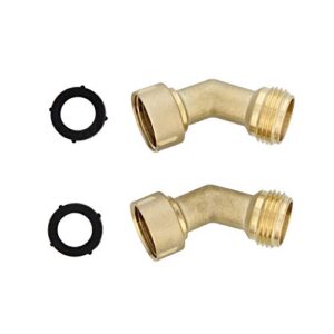 Dumble 45 Degree Garden Hose Elbow Fitting 2pk with 4 Washers - Outdoor Faucet Extender, Hose Connector Spigot Extender