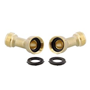 Dumble 45 Degree Garden Hose Elbow Fitting 2pk with 4 Washers - Outdoor Faucet Extender, Hose Connector Spigot Extender