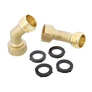 Dumble 45 Degree Garden Hose Elbow Fitting 2pk with 4 Washers - Outdoor Faucet Extender, Hose Connector Spigot Extender