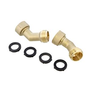 Dumble 45 Degree Garden Hose Elbow Fitting 2pk with 4 Washers - Outdoor Faucet Extender, Hose Connector Spigot Extender