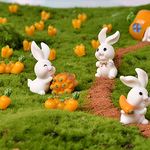 16 Pcs Cute Mini Animal Figurines Miniature, SPWOLFRT Easter Bunny Ornament Easter Rabbit Micro Fairy Garden Décor for Moss Landscape DIY Terrarium Craft Accessories Home Outdoor Indoor (Bunny family)