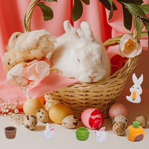 16 Pcs Cute Mini Animal Figurines Miniature, SPWOLFRT Easter Bunny Ornament Easter Rabbit Micro Fairy Garden Décor for Moss Landscape DIY Terrarium Craft Accessories Home Outdoor Indoor (Bunny family)