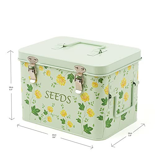 GLOCHYRA Seed Storage Box Garden Seed Packet Storage Organizer Seed Container Comes with 100 Plant Labels, 10 Seed envelopes, Marker Pen