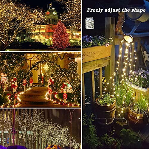 4-Pack 160FT 400 LED Solar String Lights Outdoor, Waterproof Solar Outdoor Lights with 8 Lighting Modes, Solar Fairy Lights for Tree Christmas Wedding Party Decorations Garden Patio (Warm White)