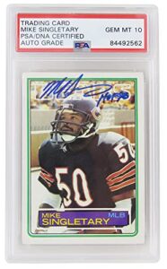 mike singletary signed bears 1983 topps rookie card #38 w/hof’98 (psa/dna encapsulated – auto grade 10)