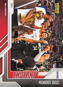 2021 panini nba champions milwaukee bucks #30 team photo with giannis antetokounmpo official nba basketball card commeorating the bucks championship season in raw (nm or better) condition