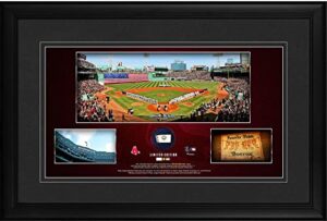 boston red sox framed 10″ x 18″ stadium panoramic collage with a piece of game-used baseball – limited edition of 500 – mlb game used baseball collages