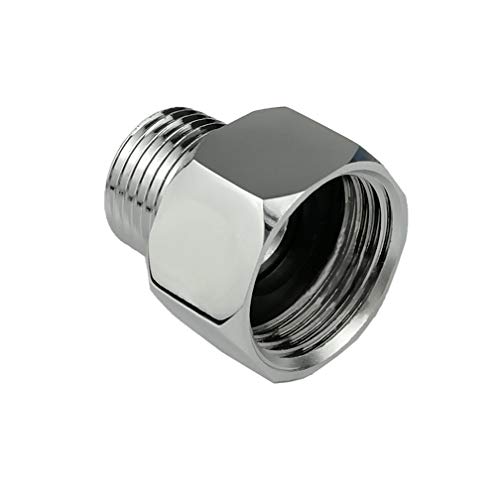 Brass Pipe Fitting,Adapter 3/4”GHT Female Thread (Swivel) x 1/2” NPT Male Threaded Connector,Garden Hose Connector, Garden Hose to Shower adapter,Chrome (3/4GHT female X 1/2NPT male)