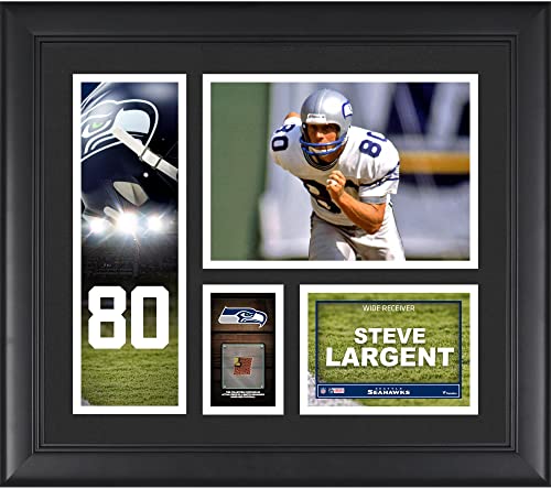 Steve Largent Seattle Seahawks Framed 15" x 17" Player Collage with a Piece of Game-Used Football - NFL Player Plaques and Collages