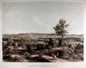 a view of manchester n.h. composed from sketches taken near rock raymond by j. b. bachelder, 1855.