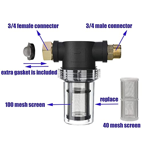 M MINGLE Garden Hose Filter for Pressure Washer Inlet Water, Inline Filter for Sediment, 40 Mesh Screen, Extra 100 Mesh