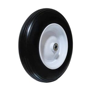 flat free wheelbarrow tire 4.00-6 with 3/4 & 5/8 wheel bearing, 3-6″ hub 13 inch solid rubber tire replacement wheelbarrow wheel 400-6 for wheel barrel yard cart garden wagon