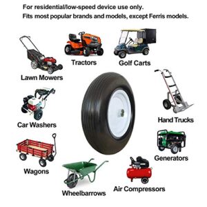 Flat Free Wheelbarrow Tire 4.00-6 with 3/4 & 5/8 Wheel Bearing, 3-6" Hub 13 inch Solid Rubber Tire Replacement Wheelbarrow Wheel 400-6 for Wheel Barrel Yard Cart Garden Wagon