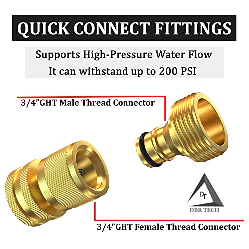 Heavy Duty Water Hose Quick Connect Fittings (Premium Brass for Superior Durability), 3/4 Inch Male and Female Garden Hoses Connectors, Fit for 3/4" Gardening Hoses, Rust-Resistant, DIY or Pro, 4 Pack