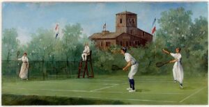 edwardian tennis match: mixed doubles