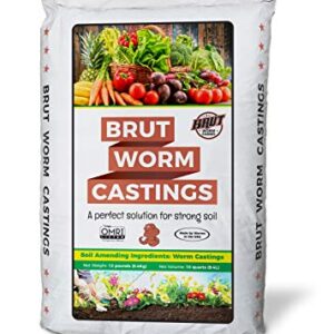 BRUT WORM FARMS Worm Castings Soil Builder - 12 Pounds - Organic Fertilizer - Natural Enricher for Healthy Houseplants, Flowers, and Vegetables - Use Indoors or Outdoors - Non-Toxic and Odor Free