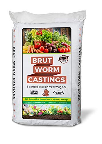 BRUT WORM FARMS Worm Castings Soil Builder - 12 Pounds - Organic Fertilizer - Natural Enricher for Healthy Houseplants, Flowers, and Vegetables - Use Indoors or Outdoors - Non-Toxic and Odor Free