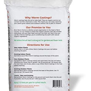 BRUT WORM FARMS Worm Castings Soil Builder - 12 Pounds - Organic Fertilizer - Natural Enricher for Healthy Houseplants, Flowers, and Vegetables - Use Indoors or Outdoors - Non-Toxic and Odor Free