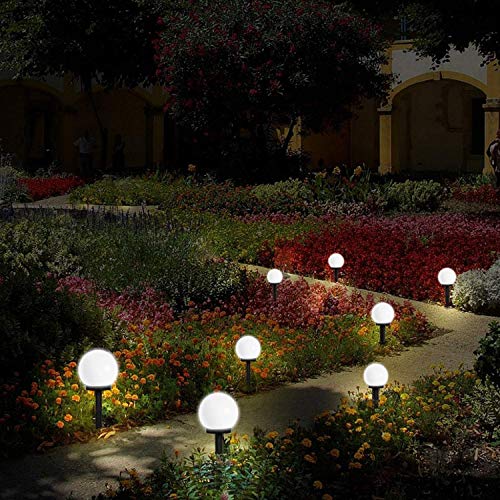 Otdair Solar Lights Outdoor, 8 Pack Solar LED Globe Powered Garden Light Waterproof for Yard Patio Walkway Landscape In-Ground Spike Pathway Cool White